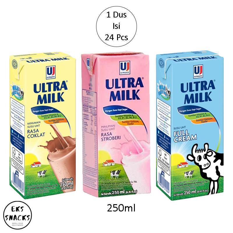 Jual Ultra Milk Susu UHT 250ML - Cokelat Strawberry Full Cream [1 Dus ...