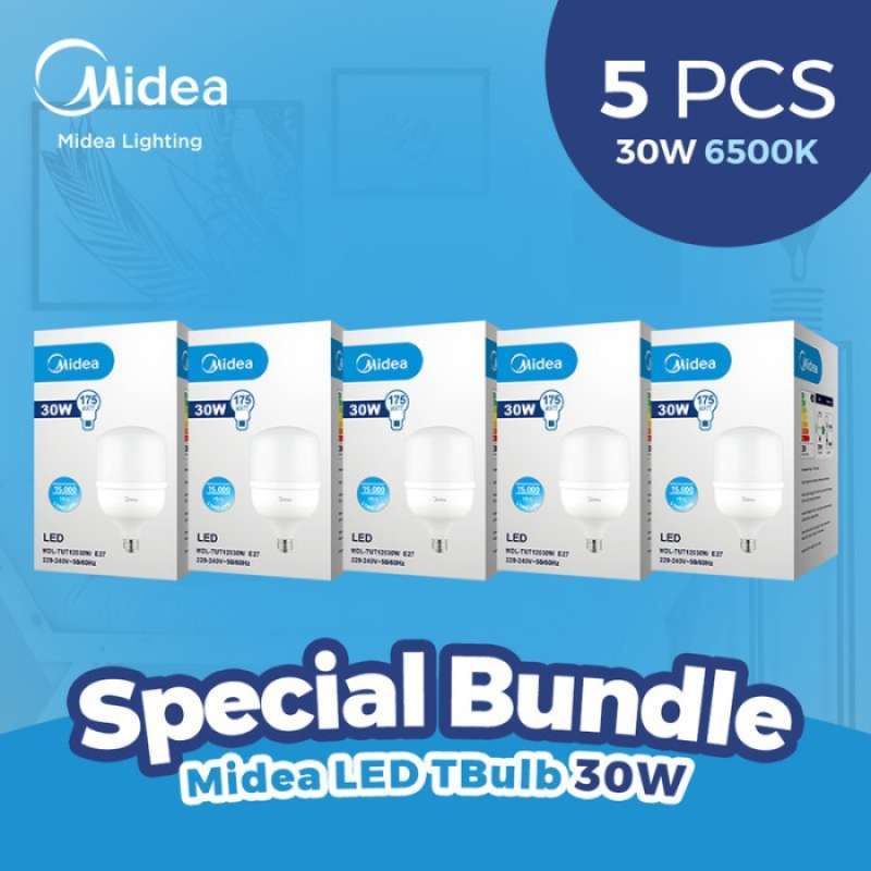 Promo Midea Lampu Led Tabung 30 Watt Putih 6500k Coolday Light - Isi 5 Pcs Diskon 27% Di Seller ...