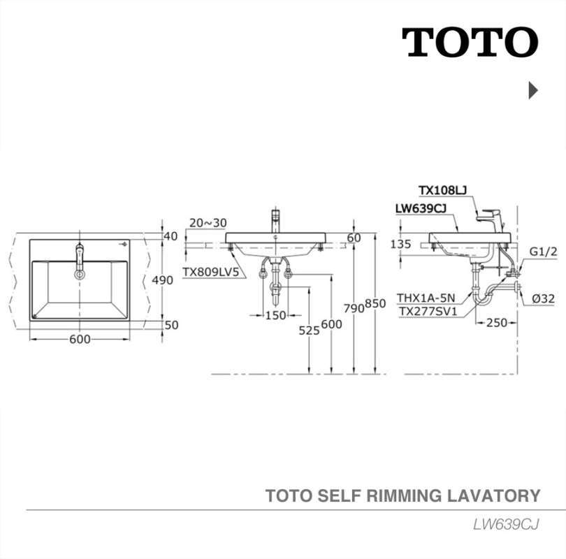 Jual Wastafel Basin Self Rimming Lavatory Toto Lw639j Lw639cj Di Seller ...
