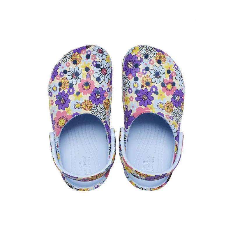 Promo Crocs Kids Classic Retro Floral Clog K Blue Calcite/multi Sandals ...