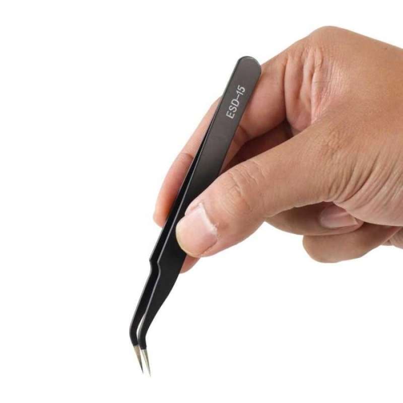 Jual Pinset Siku Stainless Laboratorium Tweezers Anti-static - Esd-15 ...