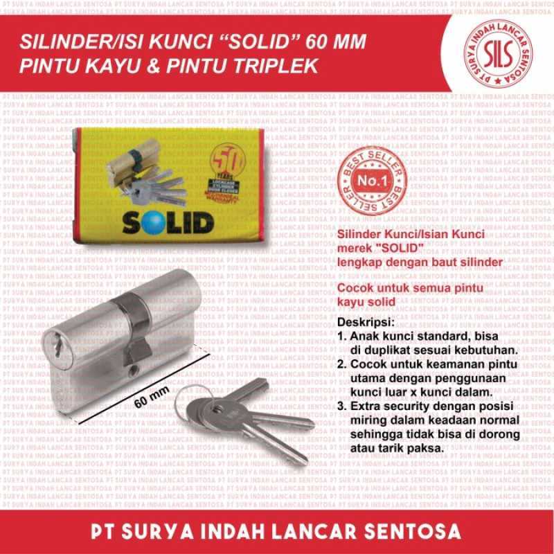 Promo silinder kunci SOLID isi kunci 60mm pintu kayu atau pintu triple ...