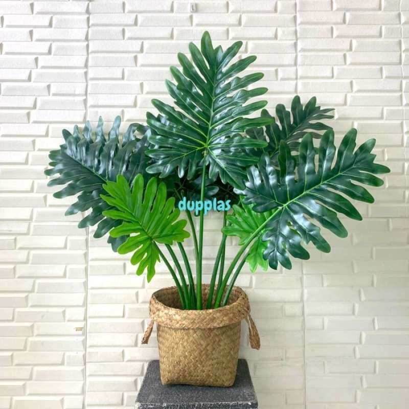 Promo Pohon Daun Jari-jari Latex 1m Pot Dasar Anyaman Purun Artificial ...