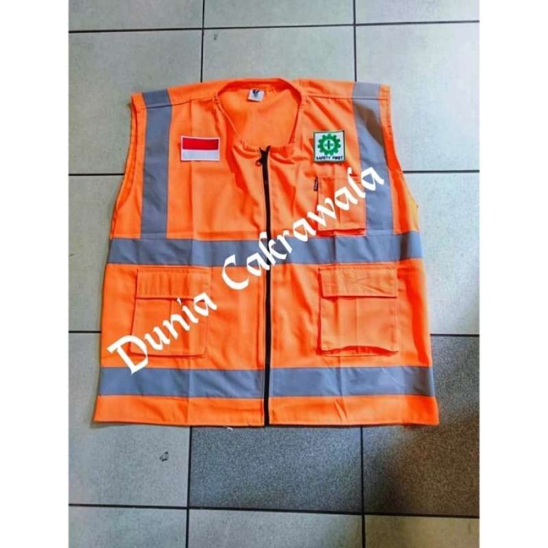 Promo Rompi Bahan Drill / Rompi Proyek / Rompi Warna Oranges Diskon 23% ...