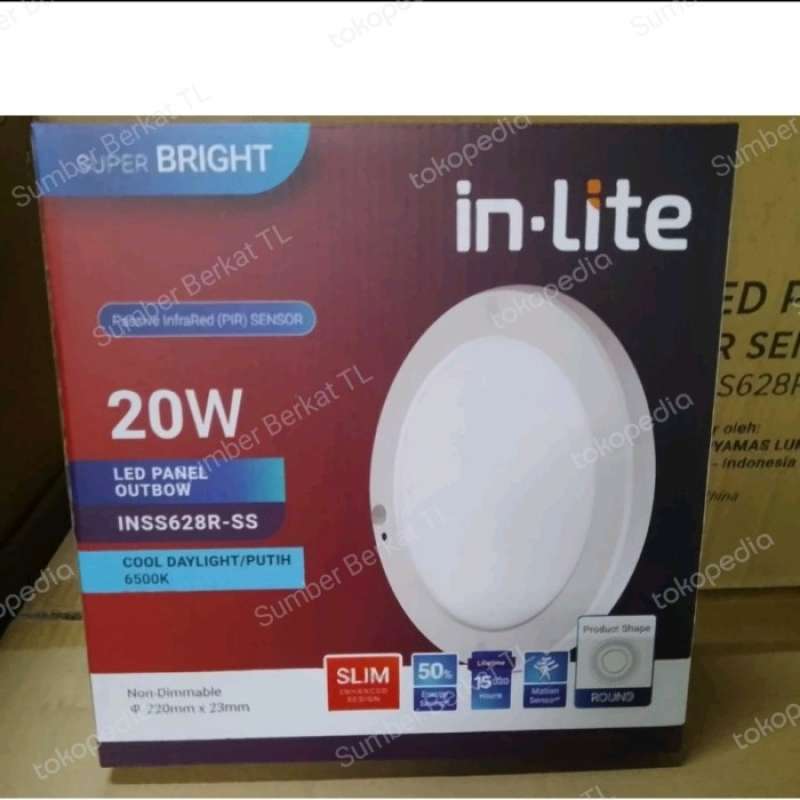 Jual Downlight Inlite INSS628R-SS 20 Watt SENSOR GERAK In-Lite Panel ...