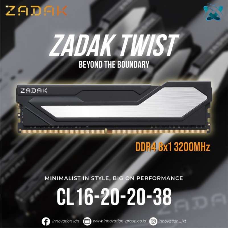 Jual Memory RAM PC ZADAK TWIST Longdimm DDR4 8GB 3200 Mhz | RAM 8GB PC ...