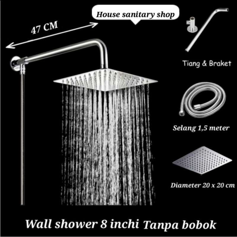 Promo wall shower stainles steel tanpa bobok tembok/ instalasi luar 8 ...