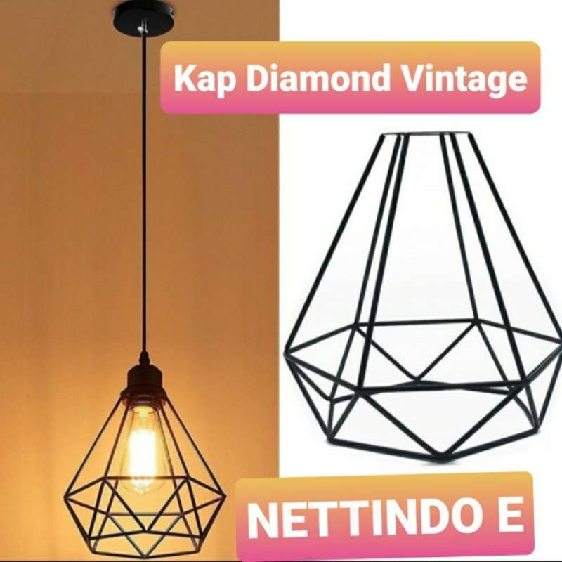 Promo Kap Lampu Gantung Diamond Fitting Hias Besi Led Filament Hias Cafe Diskon 23% di Seller ...