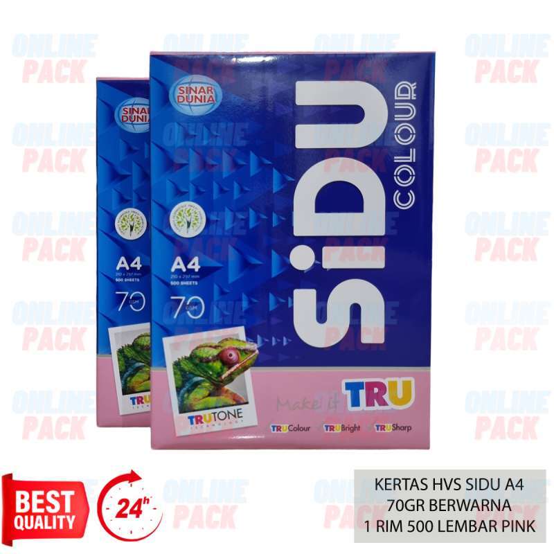 Promo Kertas Hvs Sidu A4 70gr Berwarna Pink 70 Gsm Gram 1 Karton Box 5 Rim 2500 Lembar Merah ...