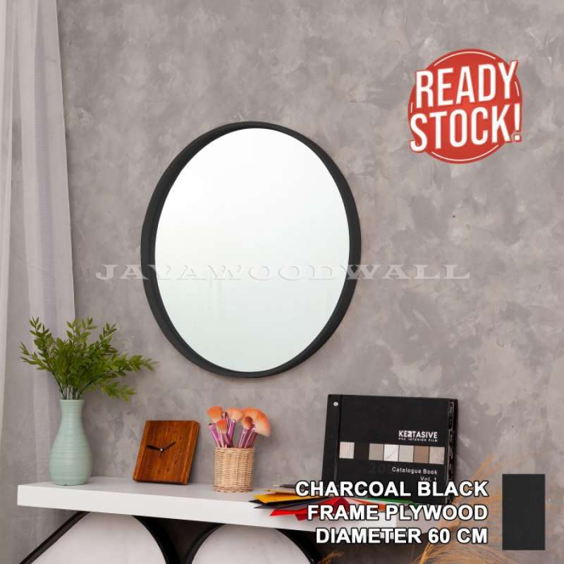 Promo Cermin Bulat Wastafel Cermin Kamar Mandi Diameter 60 Cm Charcoal ...