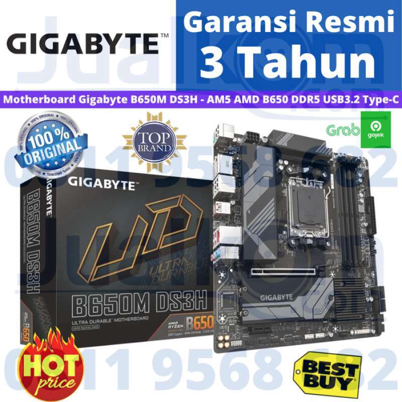 Jual Motherboard Gigabyte B650m Ds3h - Am5 Amd B650 Ddr5 Usb3.2 Type-c Di Seller Jualkom ...