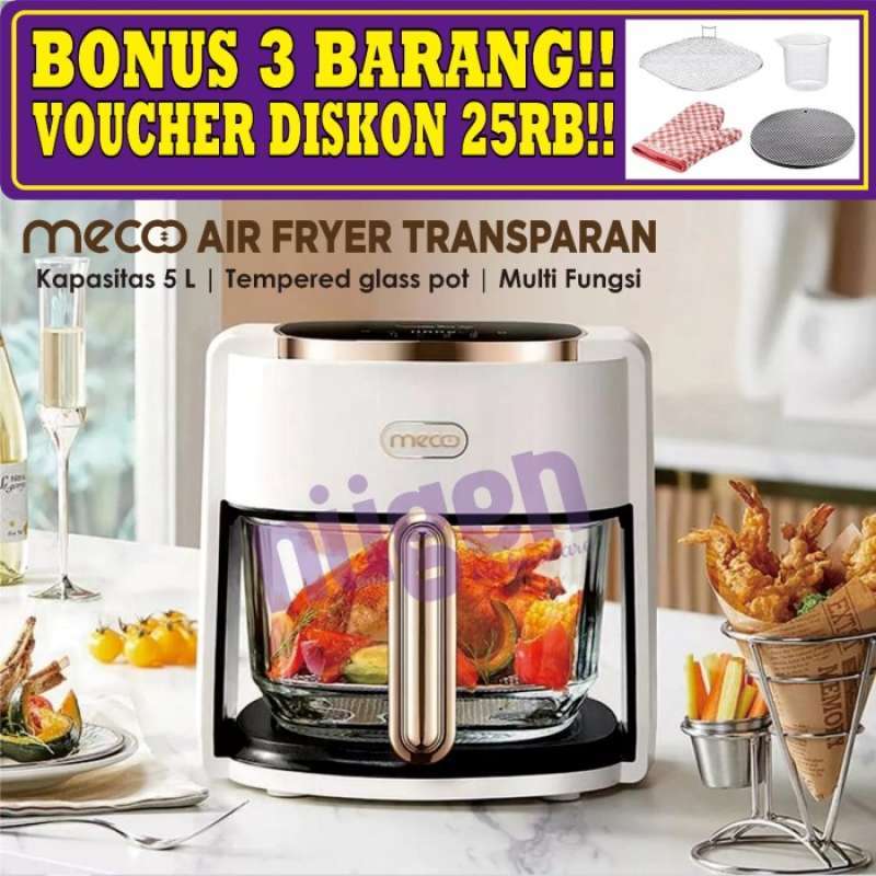 Promo Mecoo Transparan Digital Air Fryer Air-fryer Airfryer Kapasitas 5l 5-l Diskon 23% Di ...