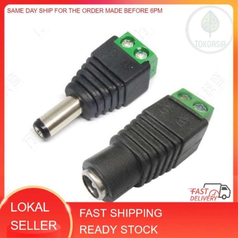 Jual Dc Connector Power Socket 5.5-2.1mm Dc Male-female Plug Adapter ...