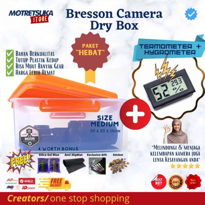 Jual Drybox Kamera & Lensa Bressons Size Medium Extra Hygrometer & Silika Di Seller Motretsuka ...