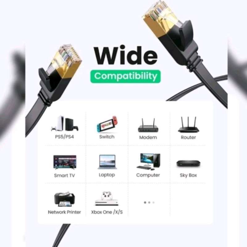 Jual UGREEN 11260 NW106 Ethernet Cable LAN RJ45 1M Male CAT7 flat di ...