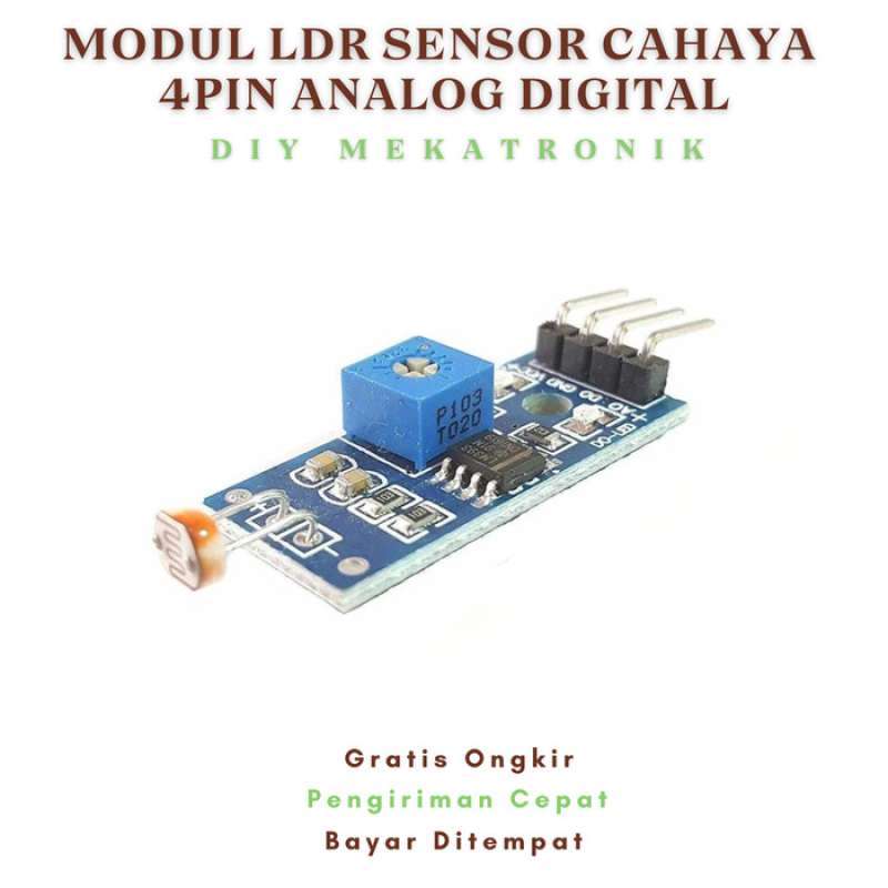 Promo Modul LDR Sensor Cahaya 4Pin Analog Digital For Arduino Uno Mega ...