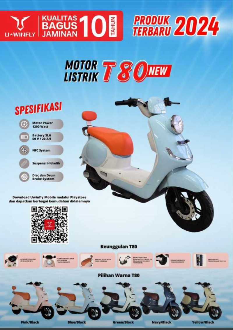 Jual Sepeda Motor Listrik Uwinfly T80 T 80 New Moped Electrice Bike ...