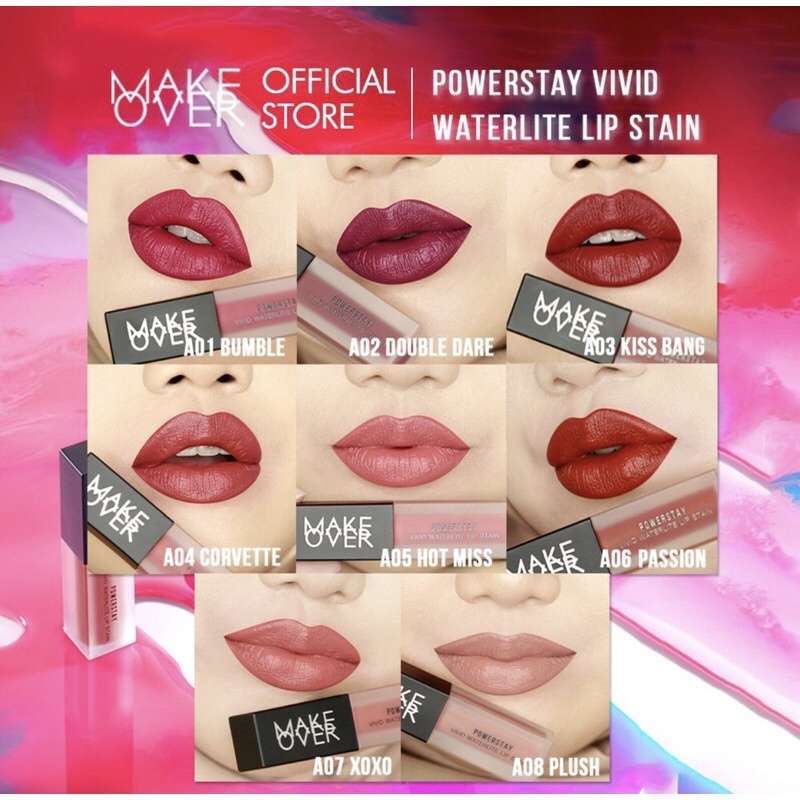 Jual ️qeis️ Make Over Powerstay Vivid Waterlite Lip Stain | Lip Tint Ringan Tahan Lama - A05 Hot ...