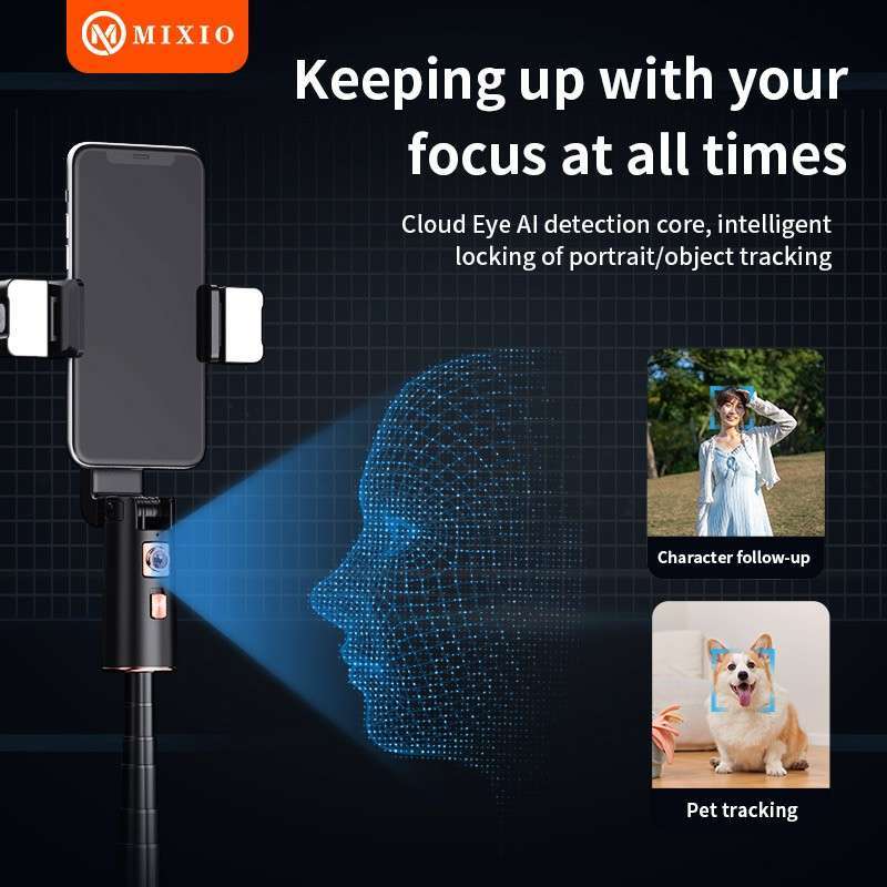 Jual Mixio A100 Auto Face Tracking Tripod 1.5m Gimbal Handphone 360 ...