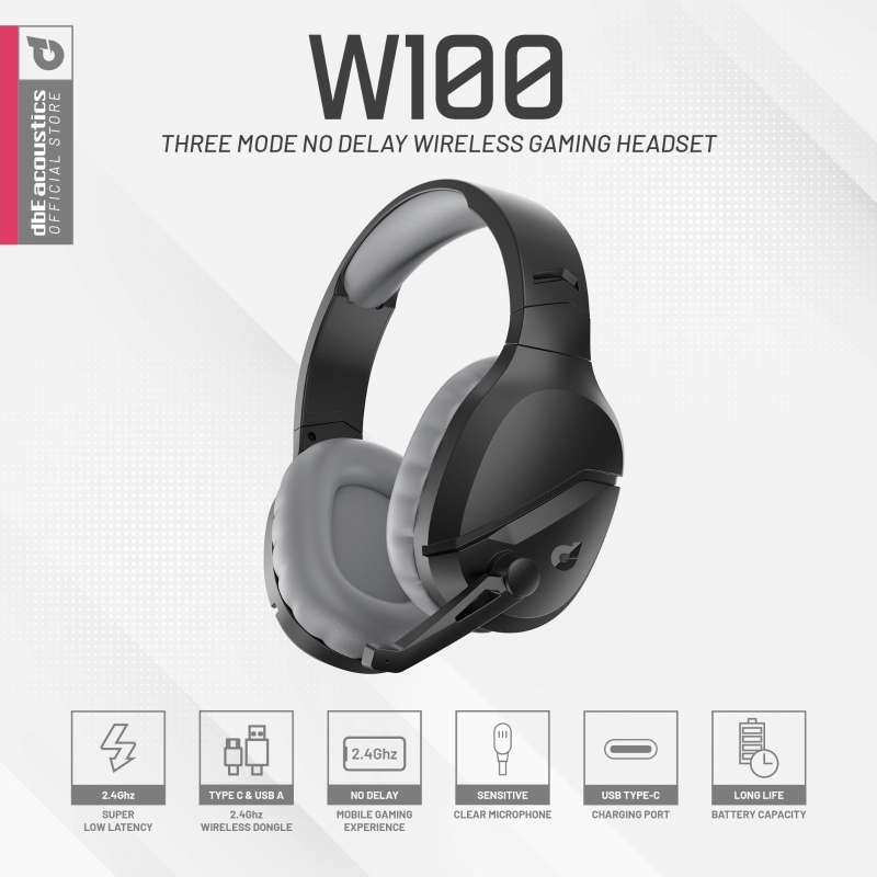 Jual dbE W100 2.4Ghz Three Mode Wireless Gaming Headphone di Seller dbE Official Store - dbE ...