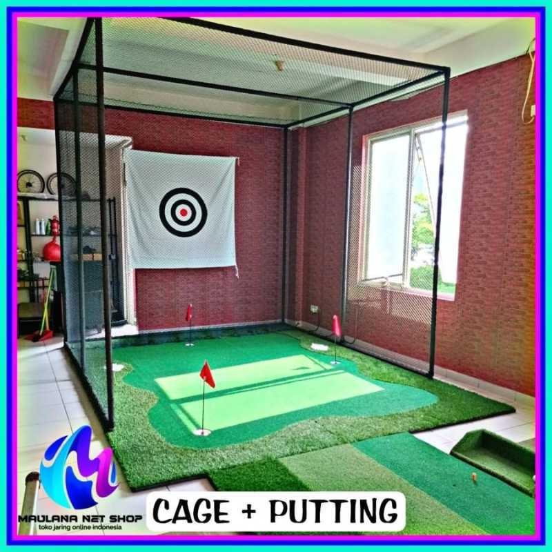 Jual net driving golf complete / jaring golf cage besi 3m x 3m x 3m ...
