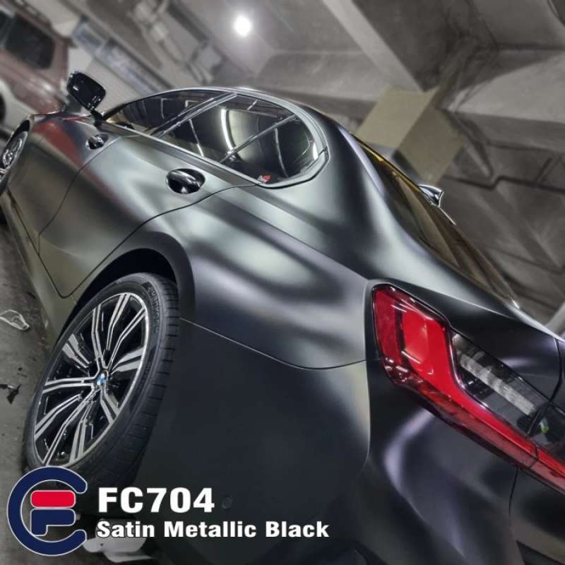 Promo STICKER FANCHI FC704 SATIN METALLIC BLACK PREMIUM WRAP 50CM ...
