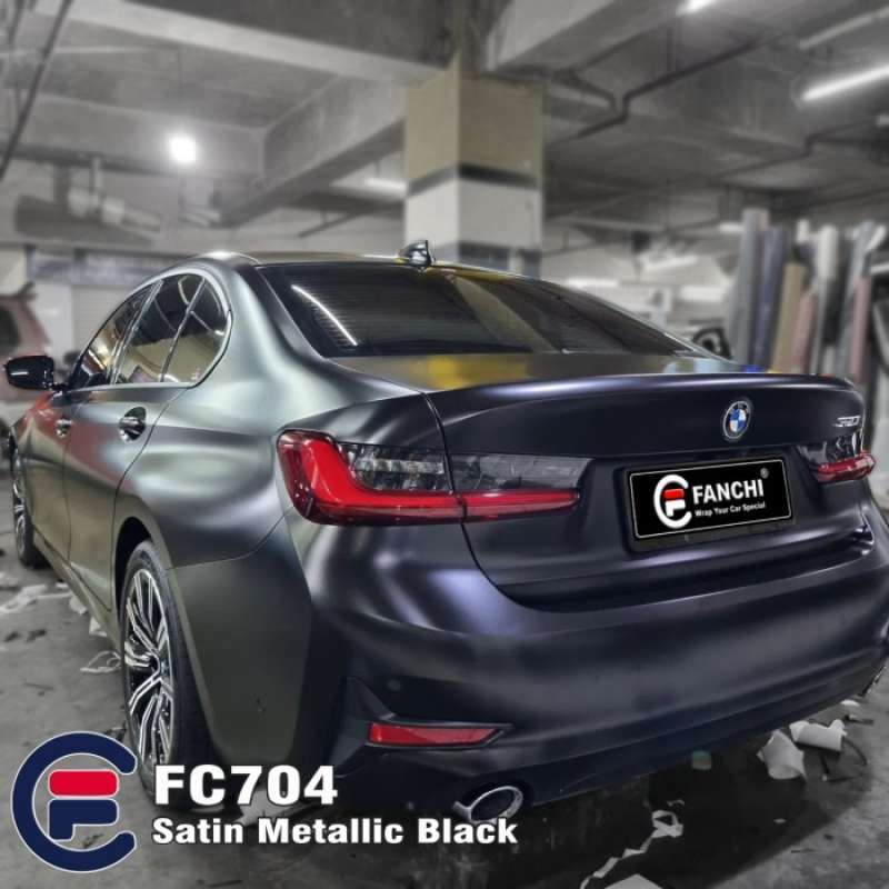 Promo STICKER FANCHI FC704 SATIN METALLIC BLACK PREMIUM WRAP 50CM ...