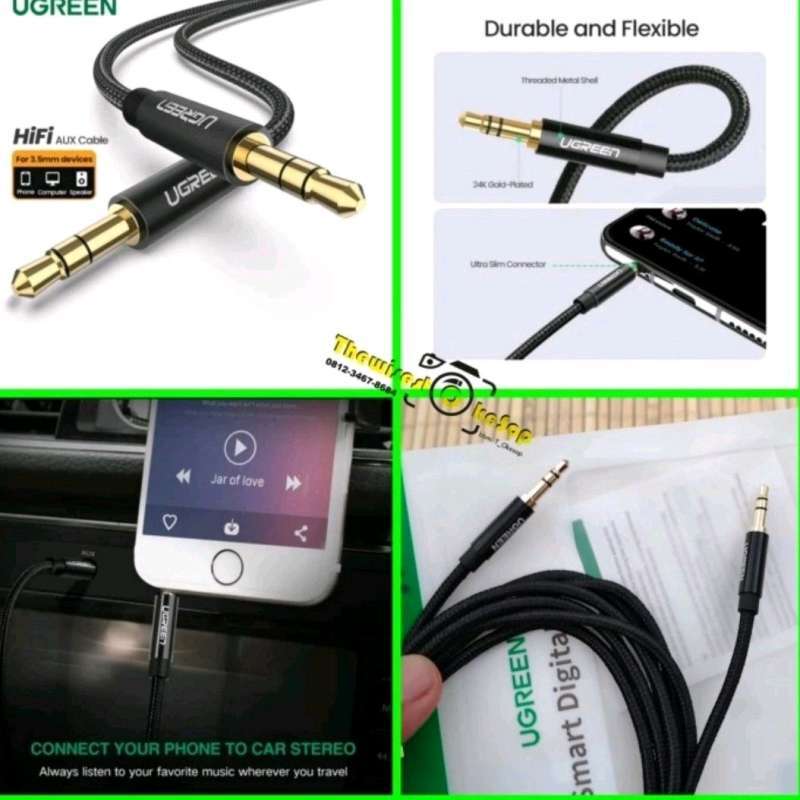 Jual Ugreen 50363 Kabel Audio Aux 3.5mm jack 2M male nylon Gold plate ...