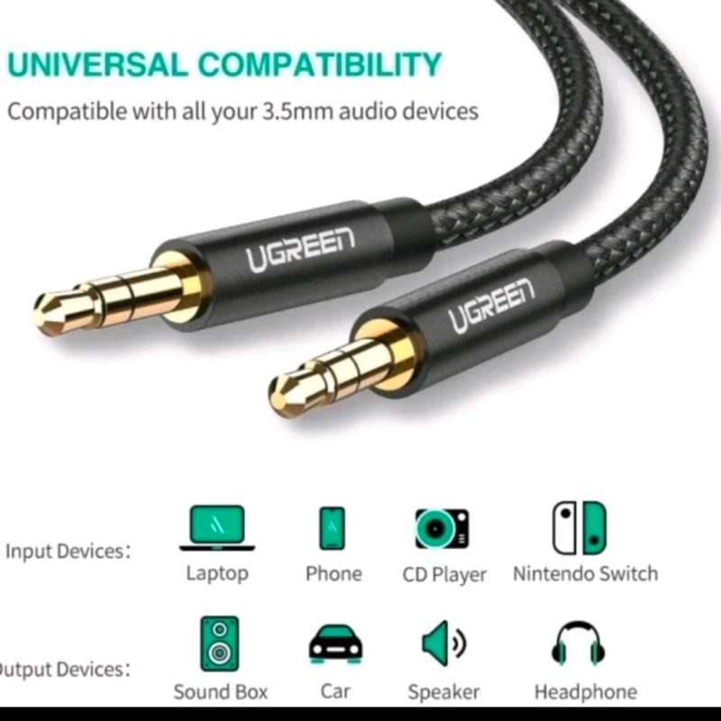 Jual Ugreen 50363 Kabel Audio Aux 3.5mm jack 2M male nylon Gold plate ...