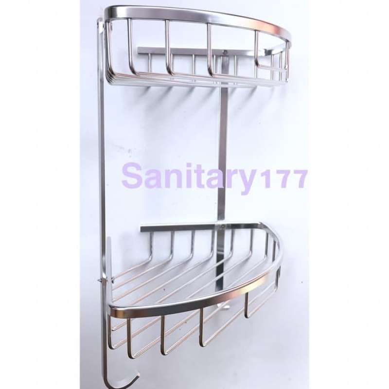 Jual Rak KAWAT Sudut 2 Susun Aluminium - Rak Pojok Double tempat sabun ...