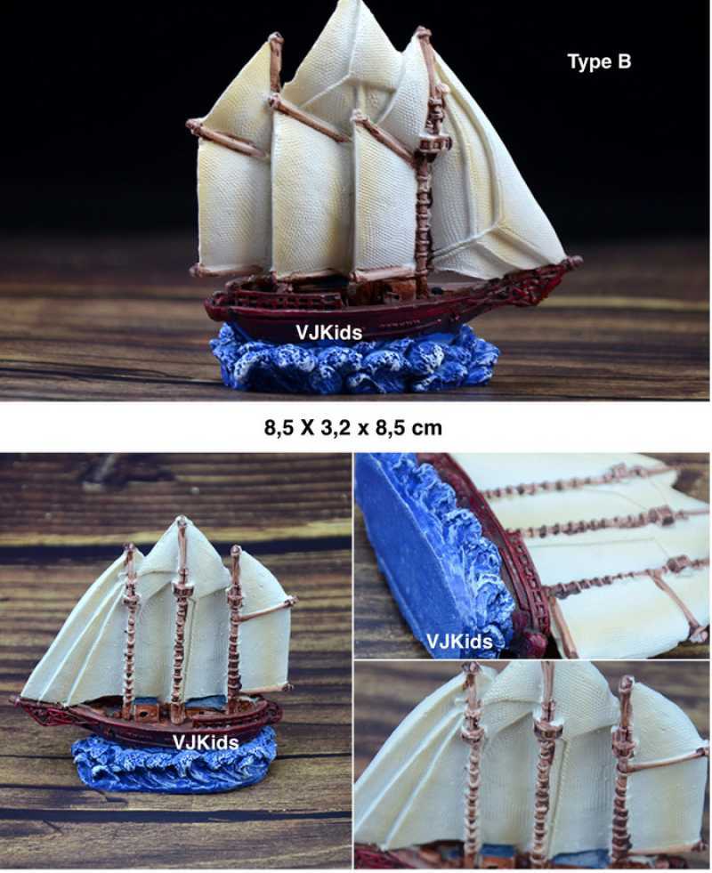 Promo MINIATUR BOAT PERAHU SAILING ORNAMEN RESIN PAJANGAN SENSORY ...