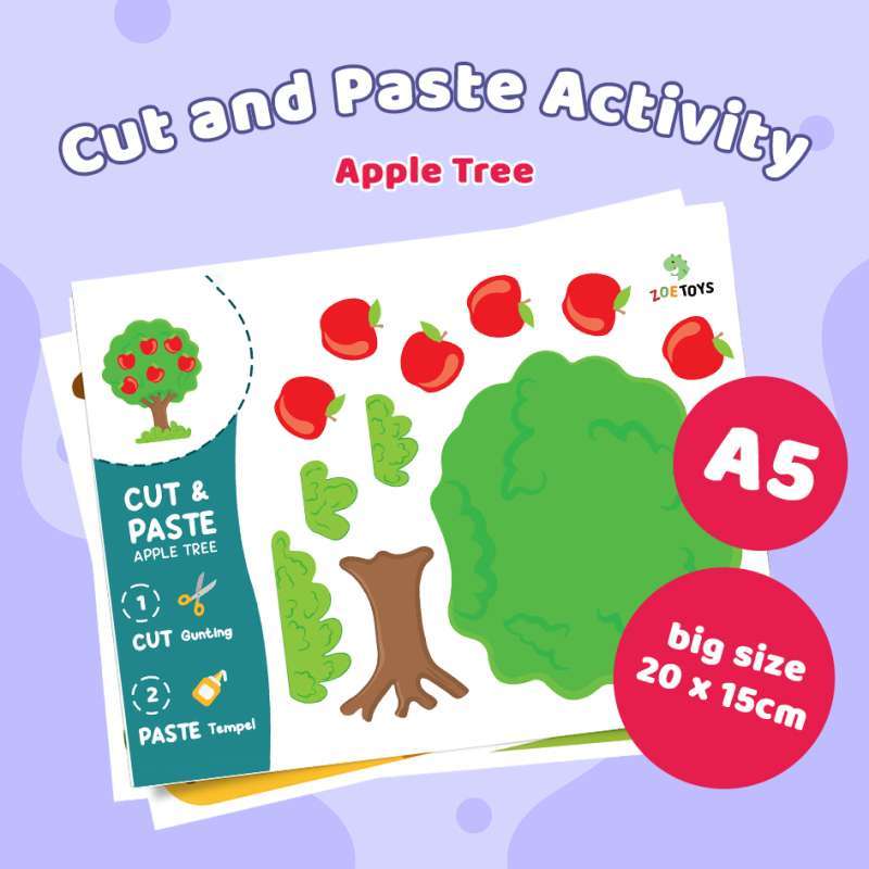 Jual Zoetoys Cut and Paste Activity 3 | Worksheet Anak PAUD TK Cut and ...