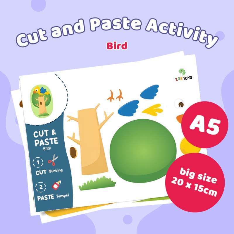 Jual Zoetoys Cut and Paste Activity 3 | Worksheet Anak PAUD TK Cut and ...