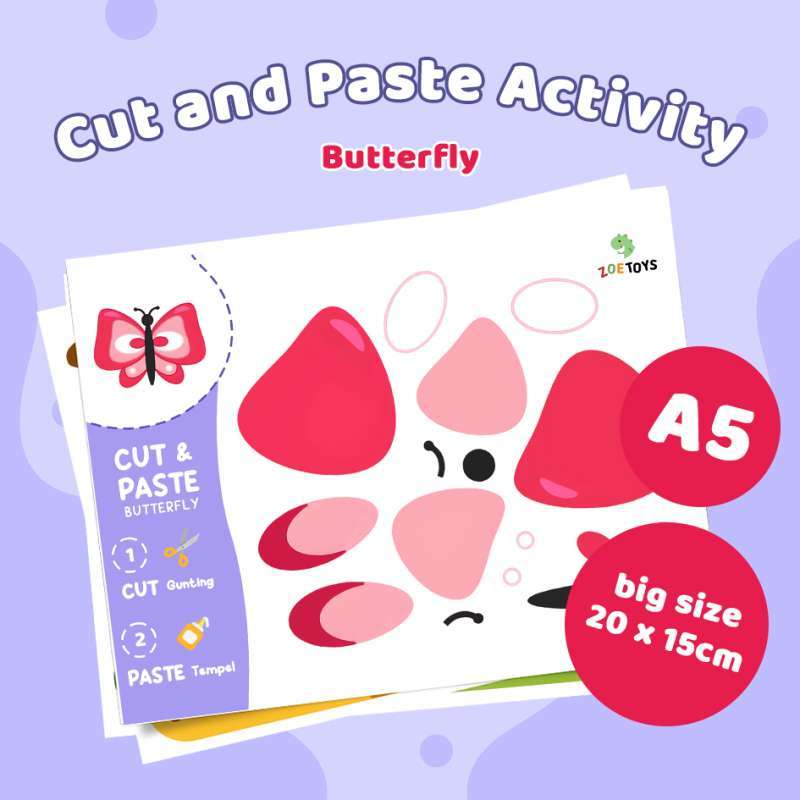 Jual Zoetoys Cut and Paste Activity 3 | Worksheet Anak PAUD TK Cut and ...
