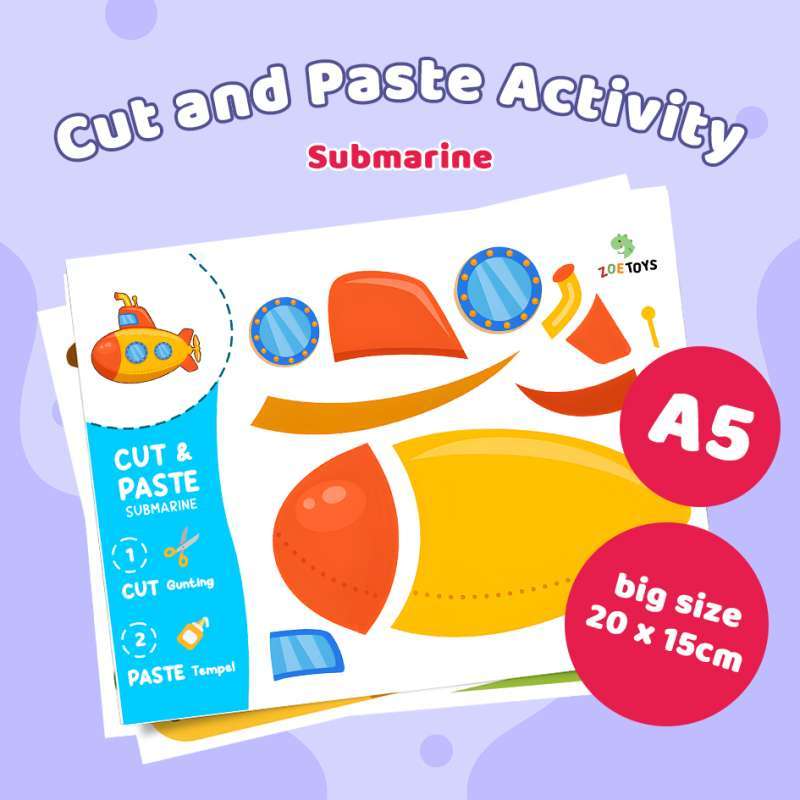 Jual Zoetoys Cut and Paste Activity 3 | Worksheet Anak PAUD TK Cut and ...