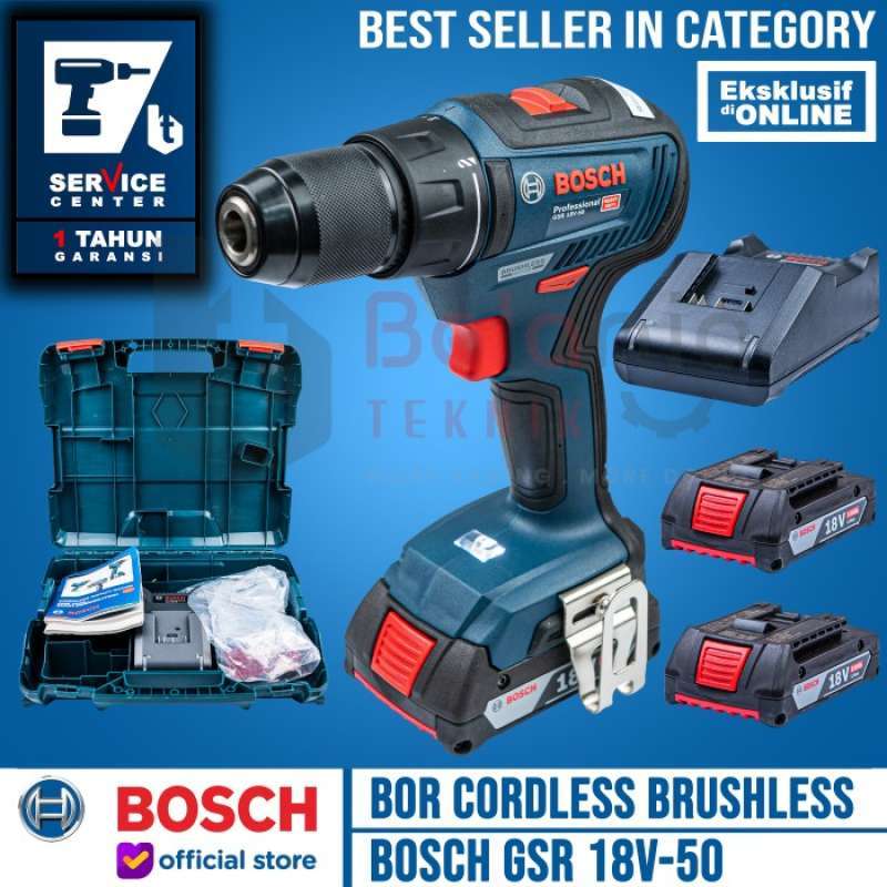 Promo Bosch Mesin Bor Cordless Brushless GSR 18V-50 Heavy Duty 18 V ...