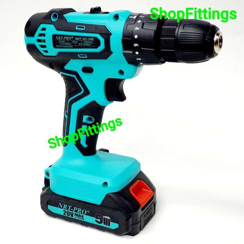 Promo NRT PRO Bor Beton Baterai Cordless Impact Drill 20Volt Tool Box ...