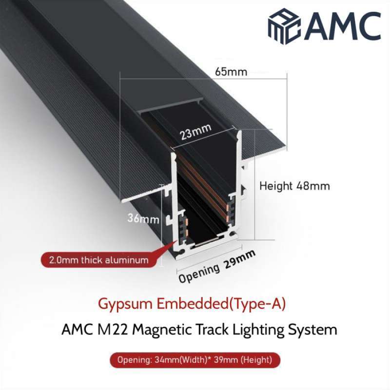 Promo AMC M22 Rail 1.5 Meter Magnetic Track Lighting System Inbow Lampu - Gypsum Embedded ...