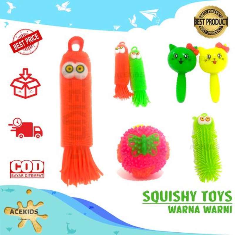 Jual Mainan Squishy Hewan Puffer Lucu Ball Ulat Cacing Cumi-cumi - Bola ...