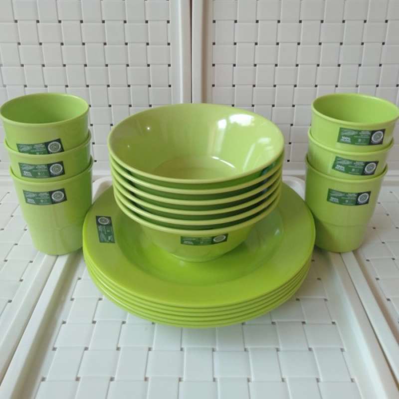 Jual Piring&Mangkok&Gelas Melamin SET Golden Flying Fish 18 Pcs di ...