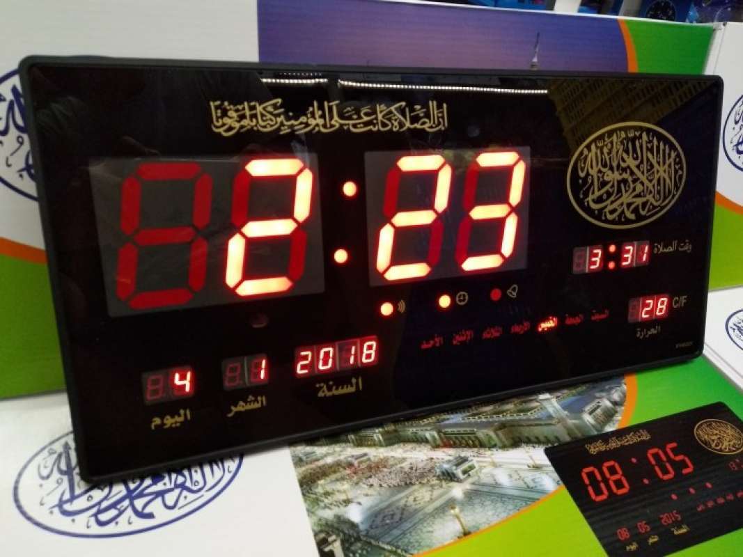 Promo New New Jam Digital Dinding Led Adzan Clock 5-7 Waktu Xy-4622 Y ...