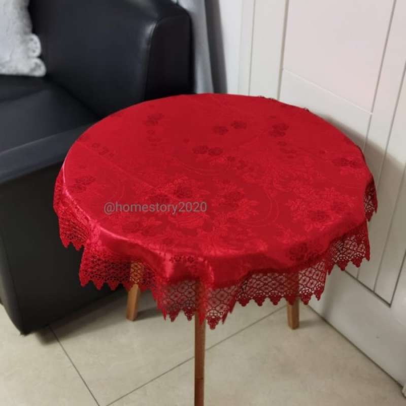 Promo Baru Taplak Meja Bulat/Meja Betawi Ruang Tamu - Merah Diskon 30% ...