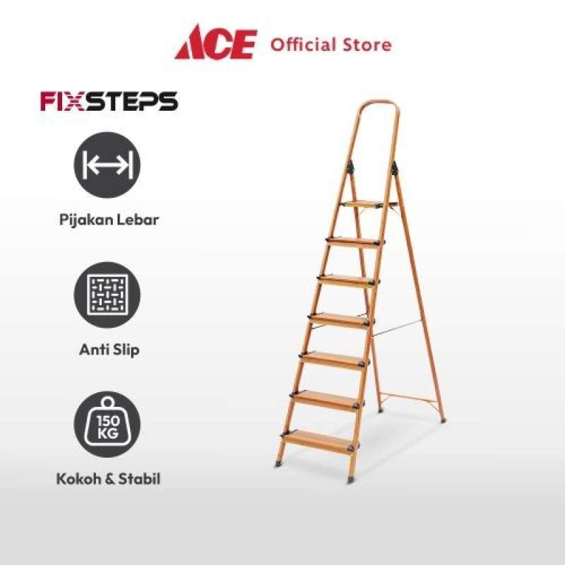 Promo Ace - Fixsteps Tangga Lipat Aluminium 7 Wide Steps Motif Kayu ...