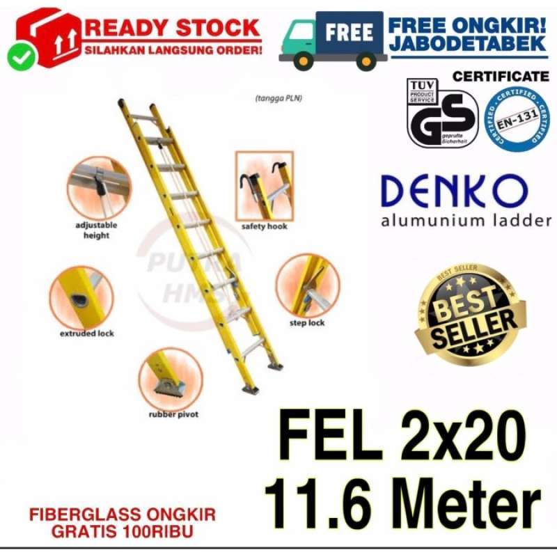 Promo Tangga Fiberglass 12 Meter Fiberg Extension Tangga Pln Denko 12m ...