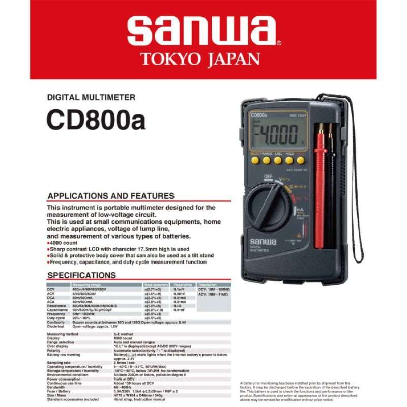 Promo SANWA DIGITAL MULTIMETER CD-800A -TOKOSEPULUH10 Diskon 50% di ...