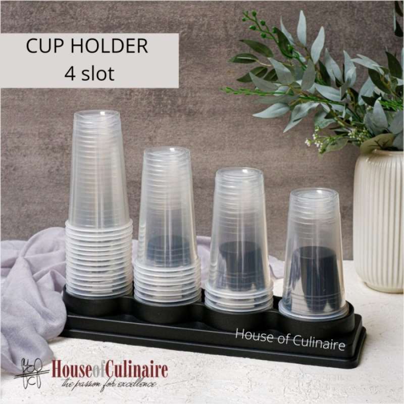 Promo Tempat Gelas Cup Plastik 4 slot Acrylic Cup Holder Dispenser 4 ...