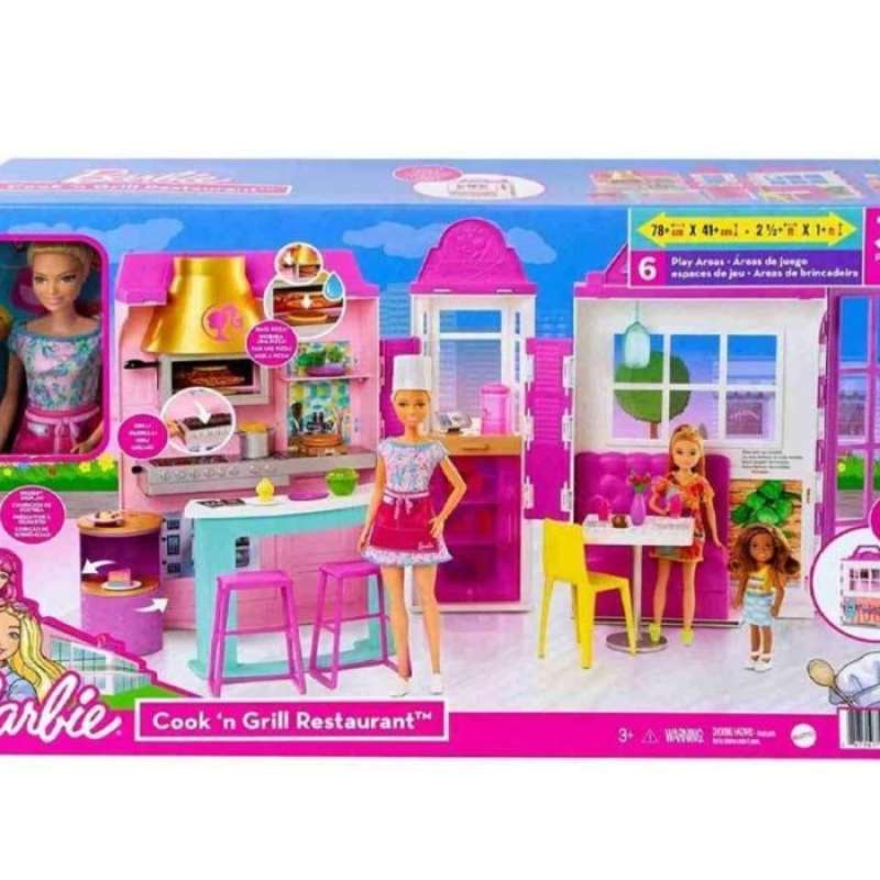 Jual barbie cook and grill restaurant doll & playset mainan boneka anak ...
