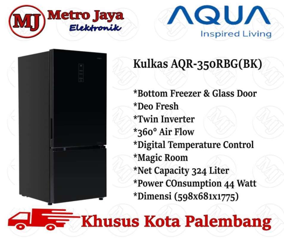 Jual KULKAS 2 PINTU AQUA AQR 350RBG (BK) BOTTOM FREEZER Freezer Bawah ...