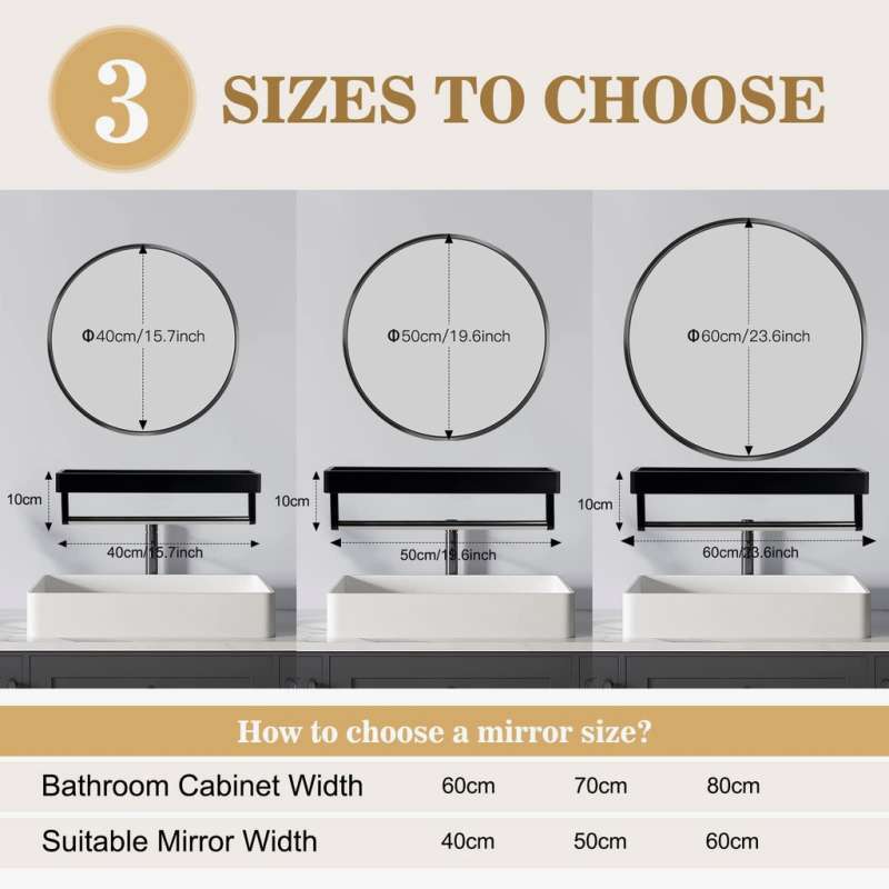 Promo BEST HOME 60CM Cermin Gantung Dinding +Hanger Cermin wc Bathroom ...