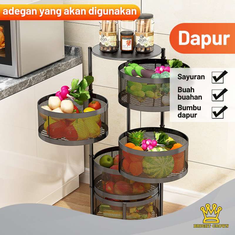 Promo Rak Susun Besi Dapur Serbaguna Tingkat Model Bulat / Rak Troli ...